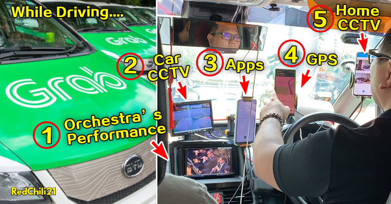 Grab Car Driver have 5 Screens Running While Driving, Got Time To Look ...