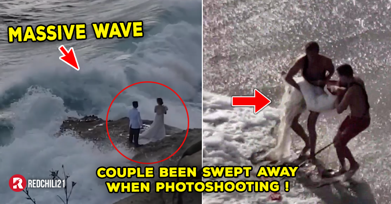 [Video] Couple Swept Away By Massive Wave During Wedding Photoshoot ...