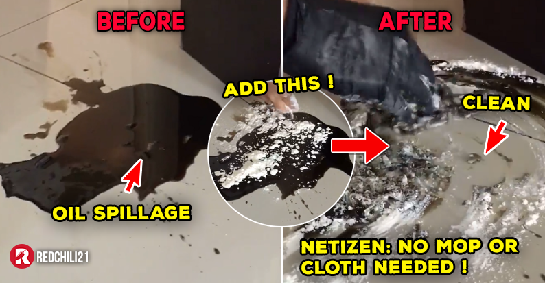 Easy Cleaning of Oil Spillage Without Using Cloth or Mop?! Here's How ...