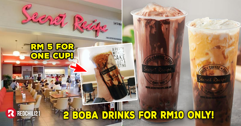 Get 2 Large Cup of Secret Recipe Boba Drinks for Only RM10! - RedChili21 MY