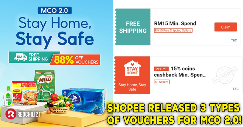 Shopee Launched Coupons For MCO 2.O! Don't Miss It~ - RedChili21 MY