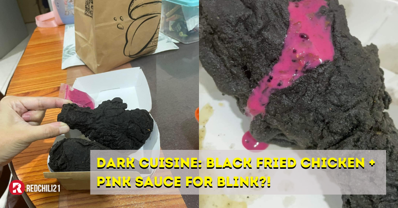 Dark Cuisine: Black Fried Chicken + Pink Sauce For Blink?! - RedChili21 MY